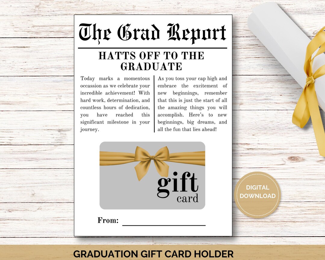 Graduation Gift Card Holders Printable Newspaper Graduation High School ...