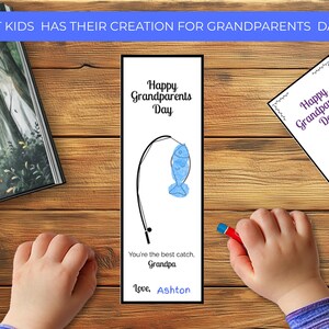 Grandparents Fingerprint Bookmark Craft Printable, Fingerprint Gift for ...