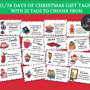 12 Days of Christmas Gift Tags, Printable 12 Days of Christmas Gifts ...