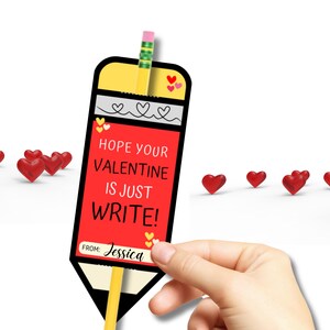 Valentine Pencil Holder, Printable Classroom Valentine Gift, Non Candy ...