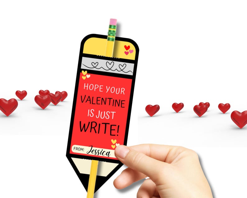 Valentine Pencil Holder, Printable Classroom Valentine Gift, Non Candy ...
