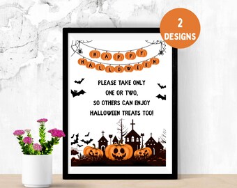 Spooktacular Halloween Sorry Out of Candy Bowl Sign, Trick or Treat ...