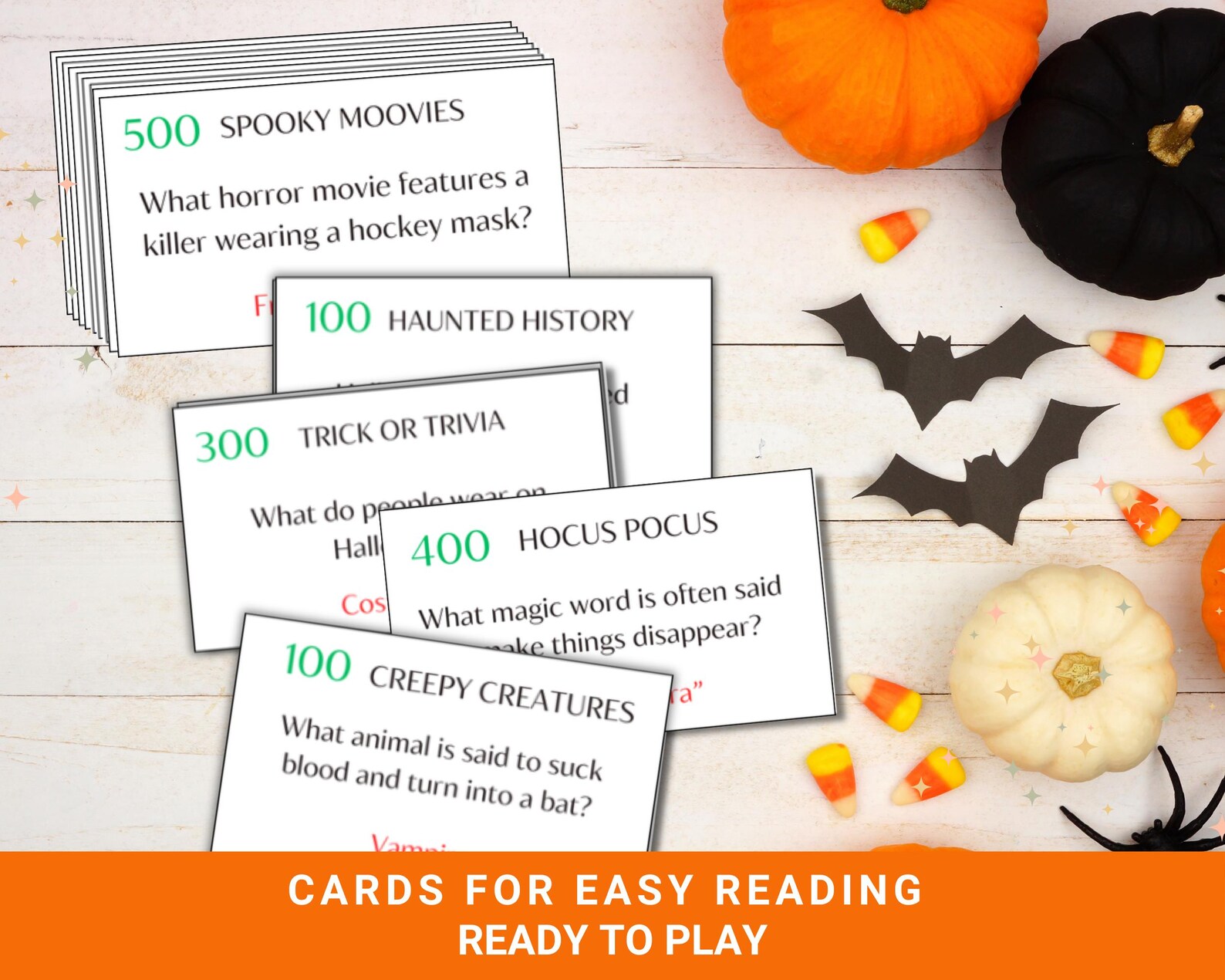 Halloween Jeopardy Game, Printable Halloween Trivia, Halloween Office ...