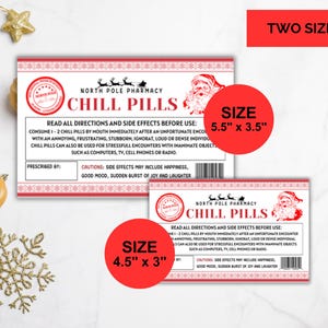 Chill Pill Labels, Christmas Printable Candy Jar Labels, Gag Gift for ...