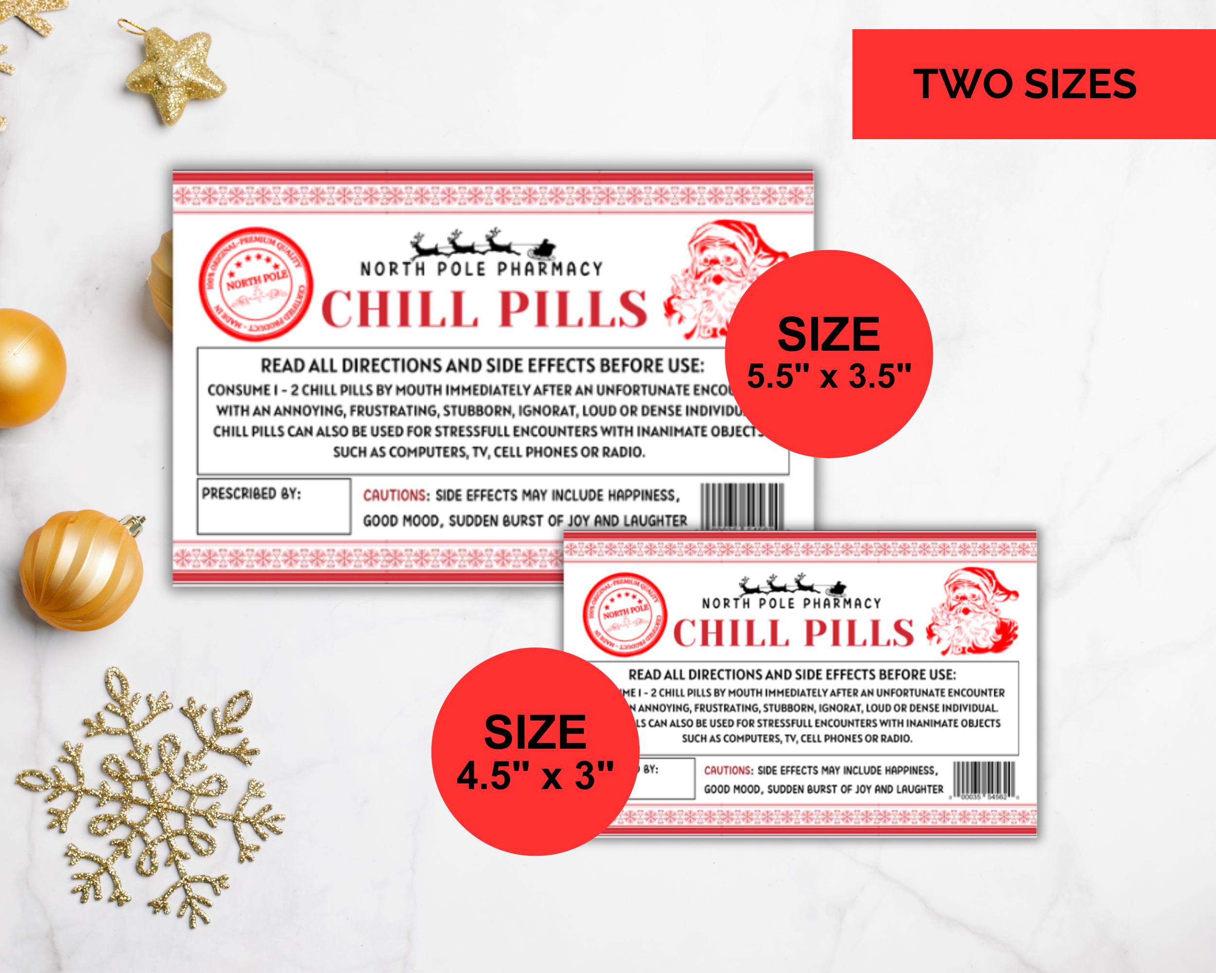 Chill Pill Labels, Christmas Printable Candy Jar Labels, Gag Gift for ...