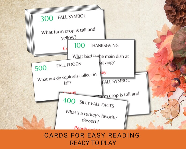 Fall Jeopardy Games Printable, Fun Autumn and Thanksgiving Trivia Games ...