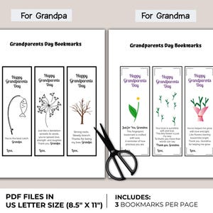 Grandparents Fingerprint Bookmark Craft Printable, Fingerprint Gift for ...