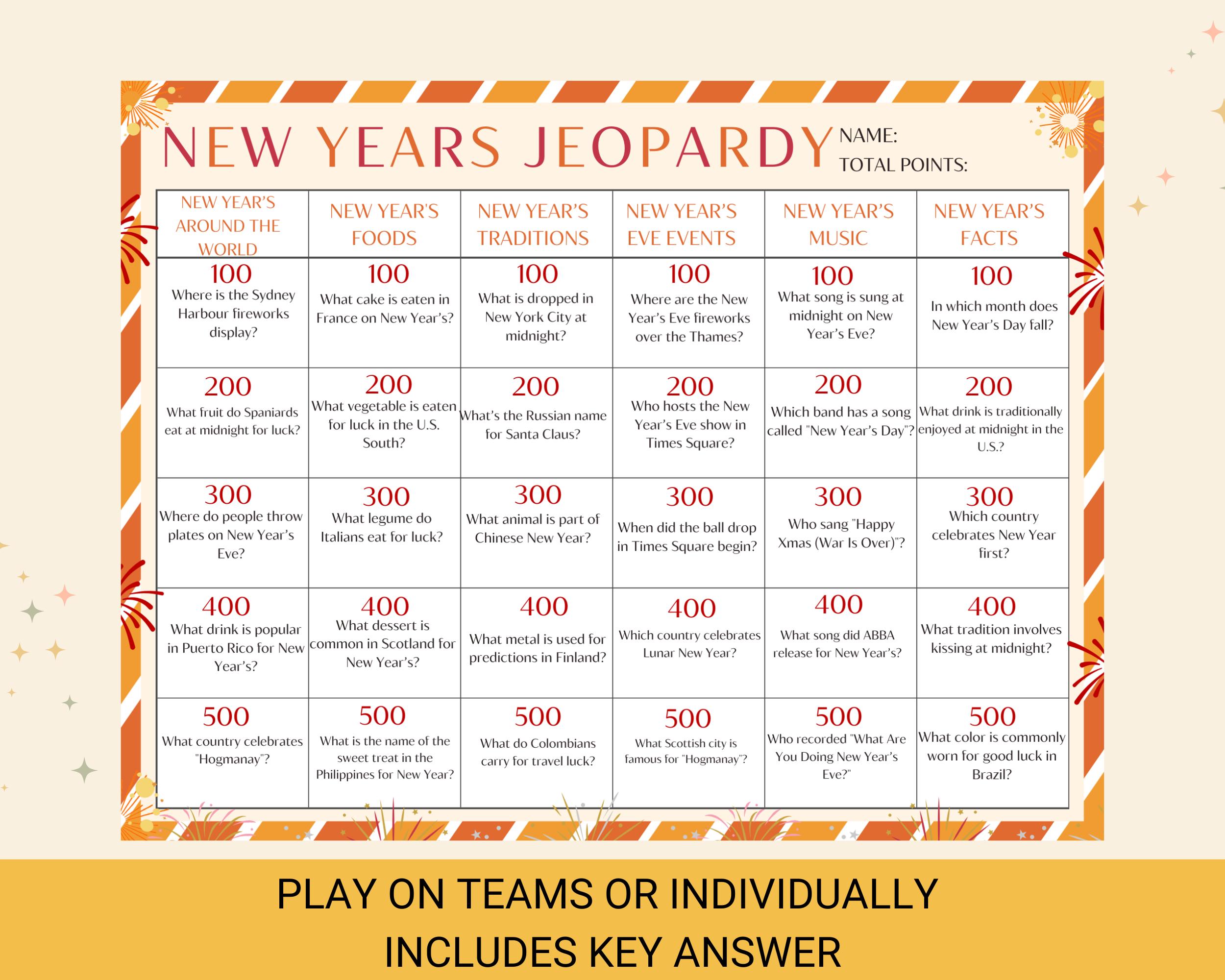 New Years Eve Jeopardy Games, Printable New Years Trivia, Family Night ...