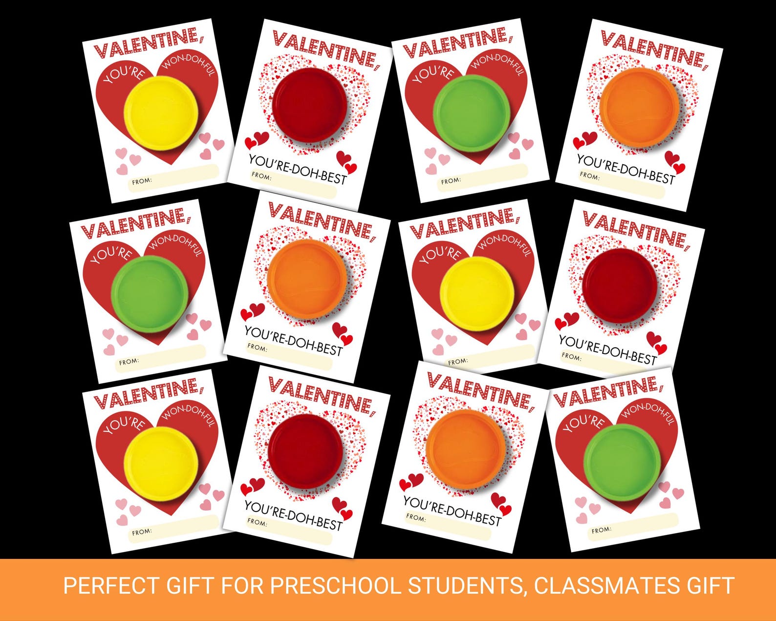 Play Doh Valentine Cards Holder, Printable Candy Free Valentines Day ...