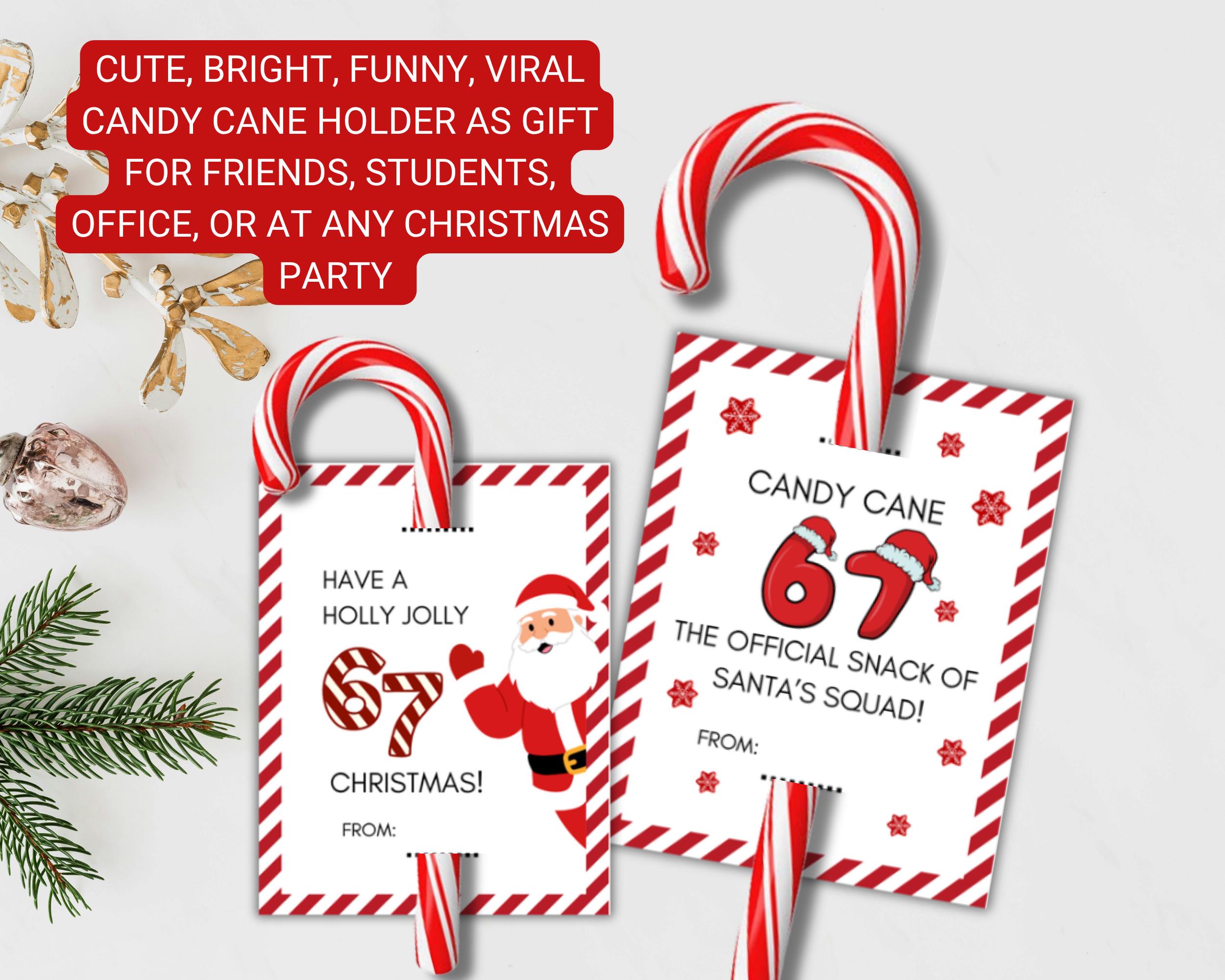 Printable 67 Christmas Candy Cane Holder Gift Tags, 6-7 Candy Cane Gram ...