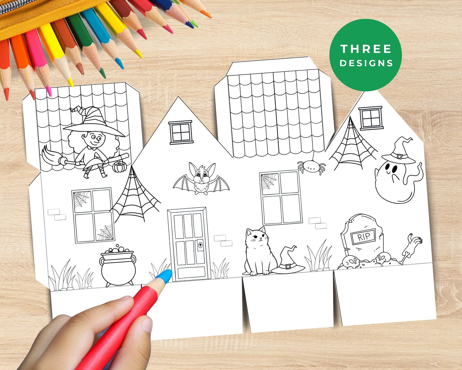 Printable 3D Haunted House Kit Paper Craft Coloring Activity for Kids ...