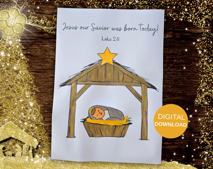 Christmas Nativity Craft for Kids, Sunday School Craft, Baby Jesus Born ...