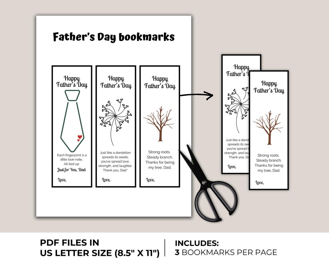 Printable Fingerprint Bookmark for Father's Day, DIY Fingerprint ...