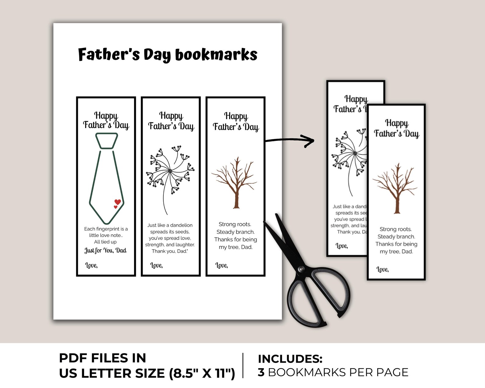 Printable Fingerprint Bookmark for Father's Day, DIY Fingerprint ...