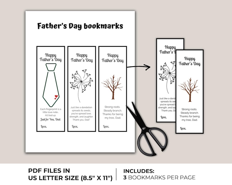 Printable Fingerprint Bookmark for Father's Day, DIY Fingerprint ...