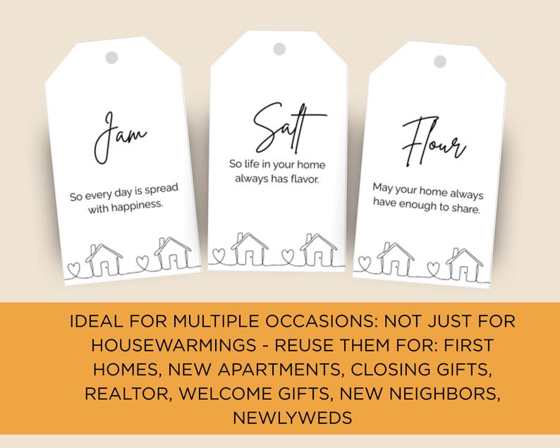 Printable Housewarming Gift Tags Cards Bundle, New Home Gift, First ...