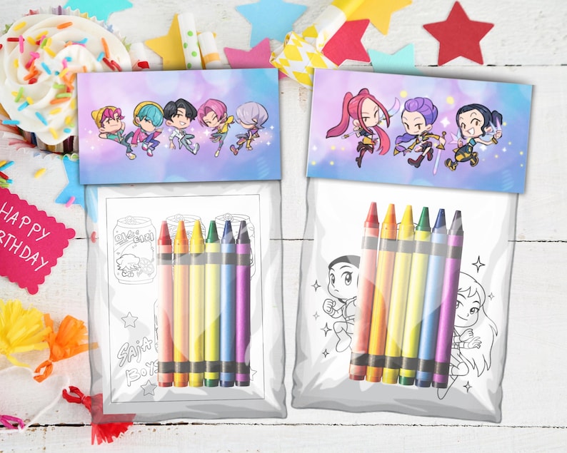 KPOP Treat Bag Toppers Printable, Demon Hunter Birthday Party Favor Tag ...