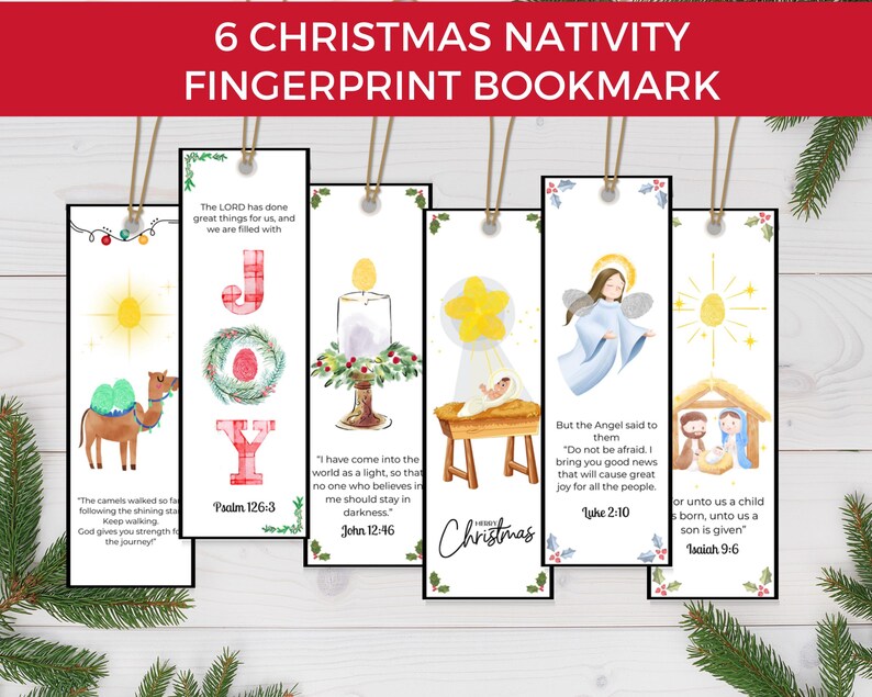 Christmas Christian Fingerprint Bookmarks Printable, Nativity ...