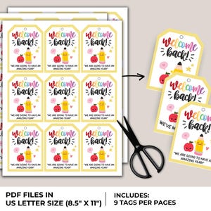 Welcome Back to School Gift Tags Printable, First Day of School Treats ...
