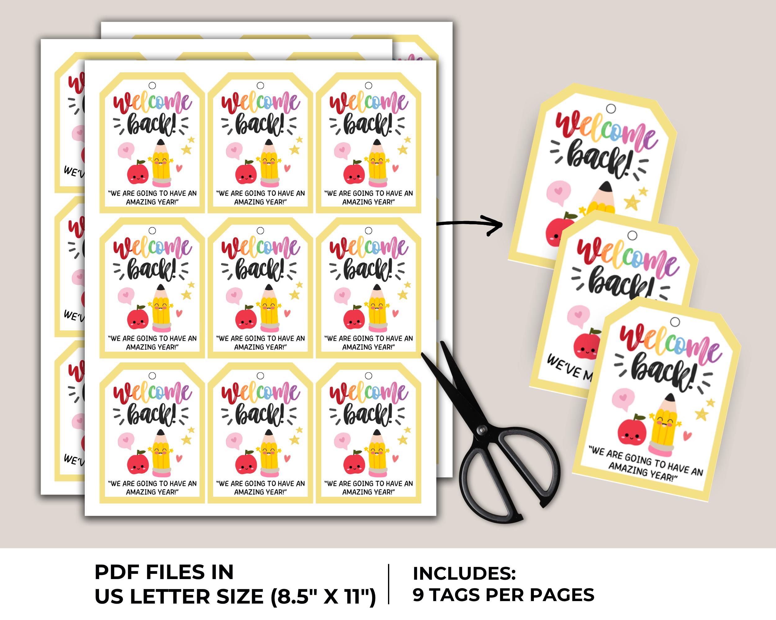 Welcome Back to School Gift Tags Printable, First Day of School Treats ...