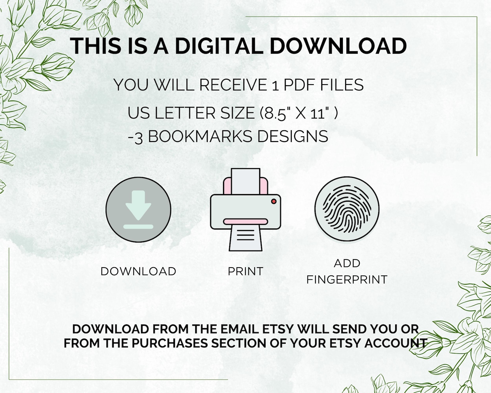 Printable Fingerprint Bookmark for Mother's Day, DIY Fingerprint ...