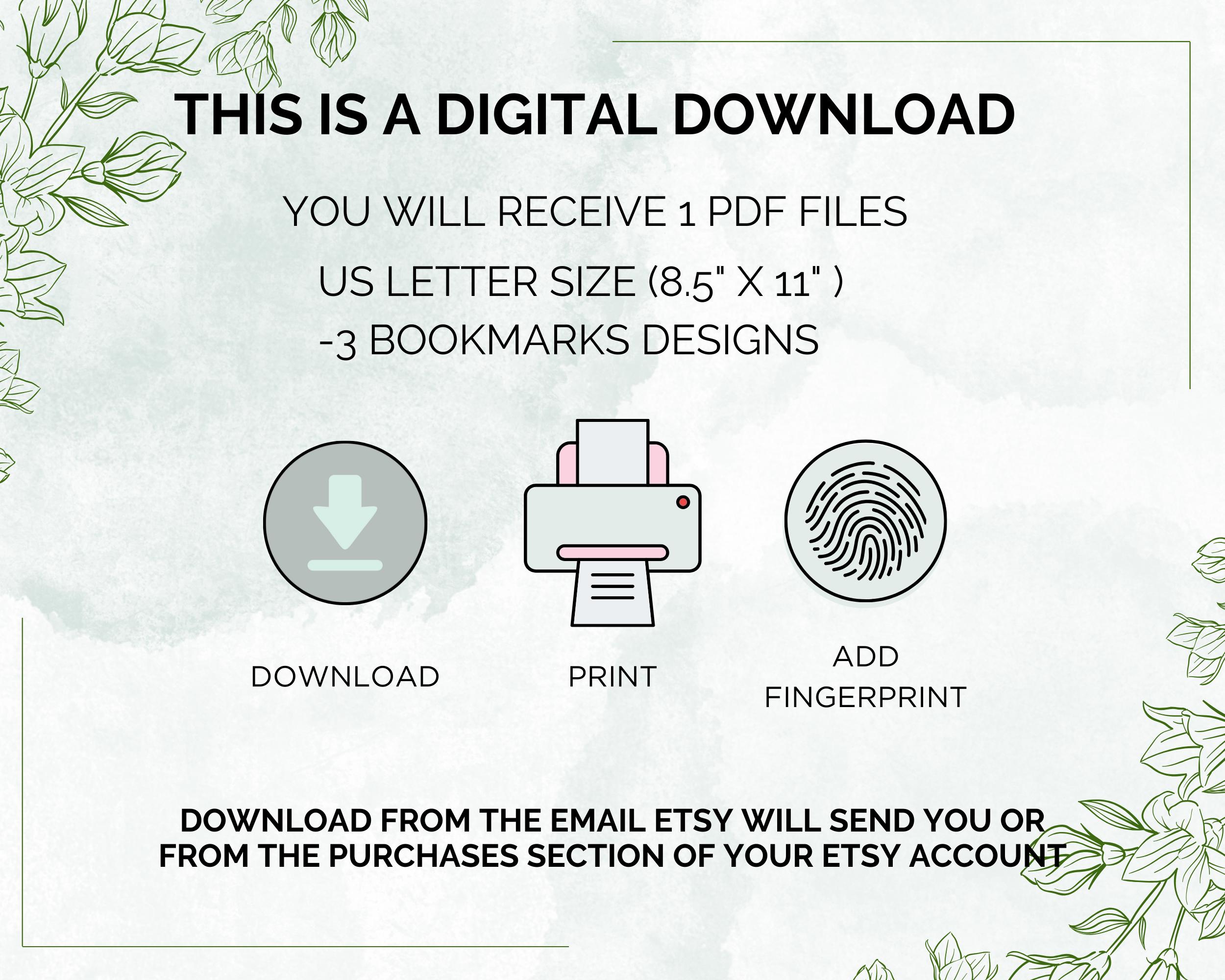 Printable Fingerprint Bookmark for Mother's Day, DIY Fingerprint ...