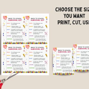 Back to School Survival Kits Stationary, Printable First Day of School ...