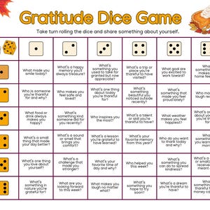Gratitude Dice Games Printable, Fall Party Games for All Ages ...