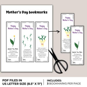 Printable Fingerprint Bookmark for Mother's Day, DIY Fingerprint ...