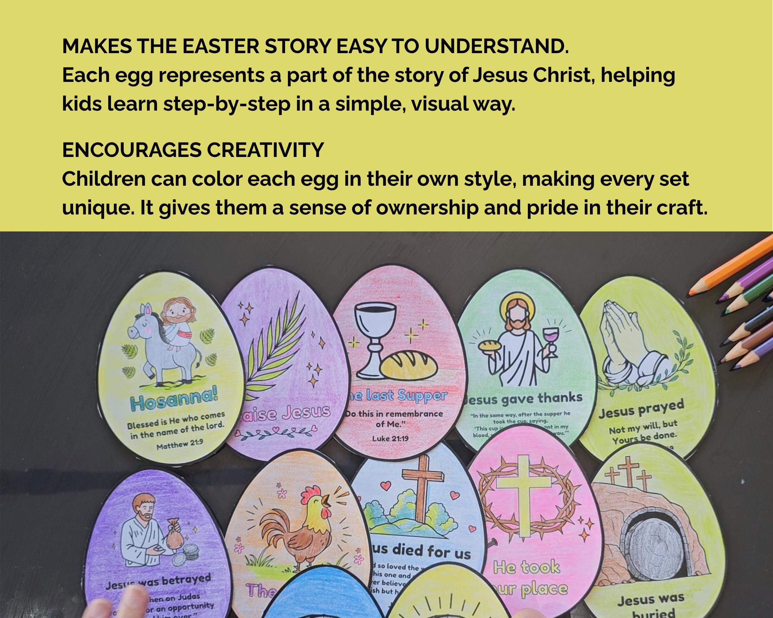 Printable Resurrection Eggs Coloring Craft for Kids, Easter Bible ...