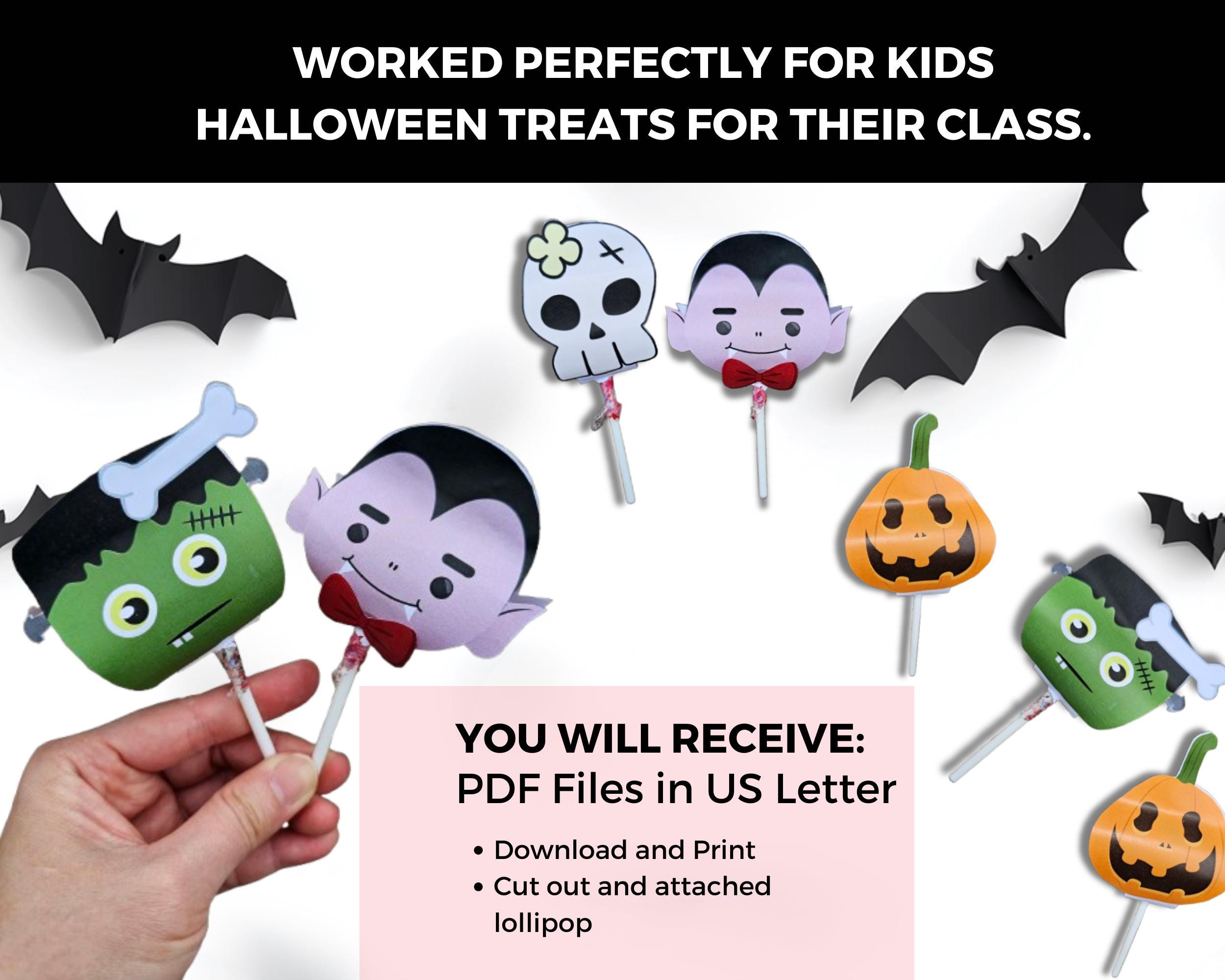 Halloween Lollipop Holder Printable Candy Stick Holder, Dracula Pumpkin ...