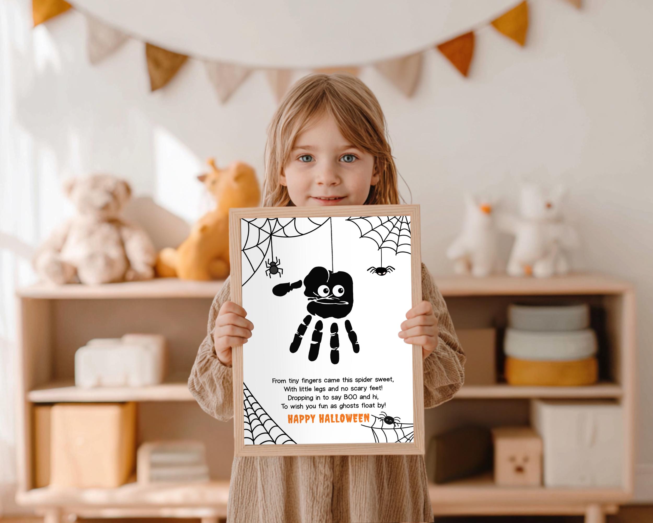 Halloween Spider Handprint Art Printable, DIY Handprint Craft for ...