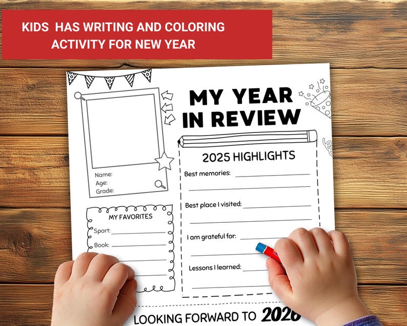 Kids My Year in Review Printable, End of Year Reflections, 2026 Holiday ...