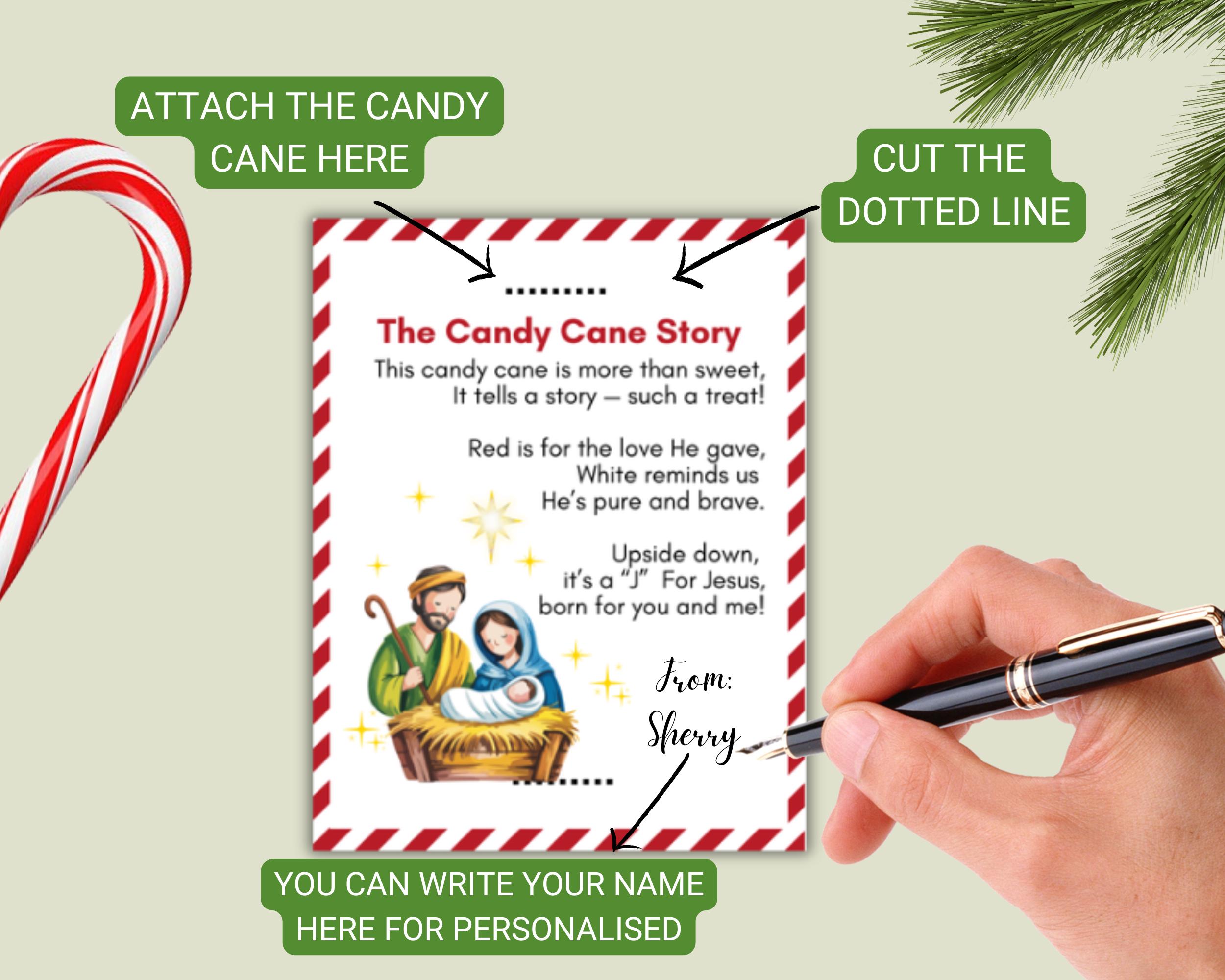 The Candy Cane Story Holder Printable, Christian Nativity Candy Cane ...