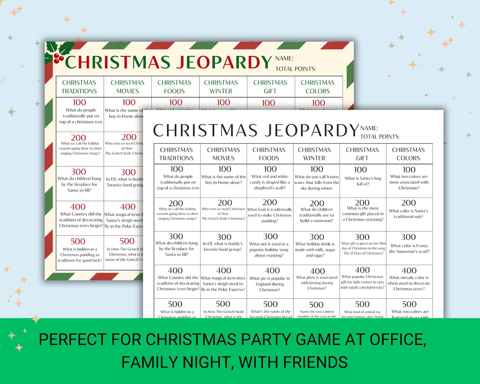 Christmas Jeopardy Game, Printable Holiday Trivia, Christmas Office ...