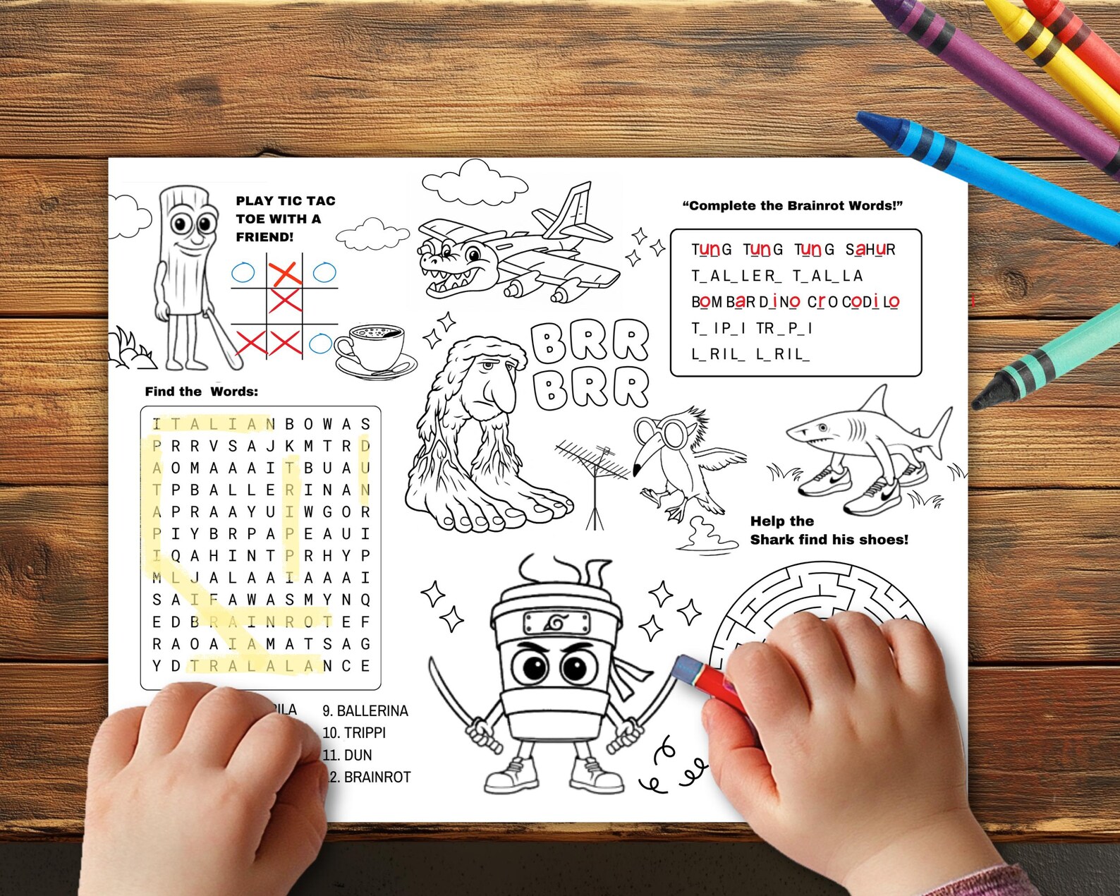 Printable Brainrot Birthday Placemat, Stealing A Brainrot Theme ...