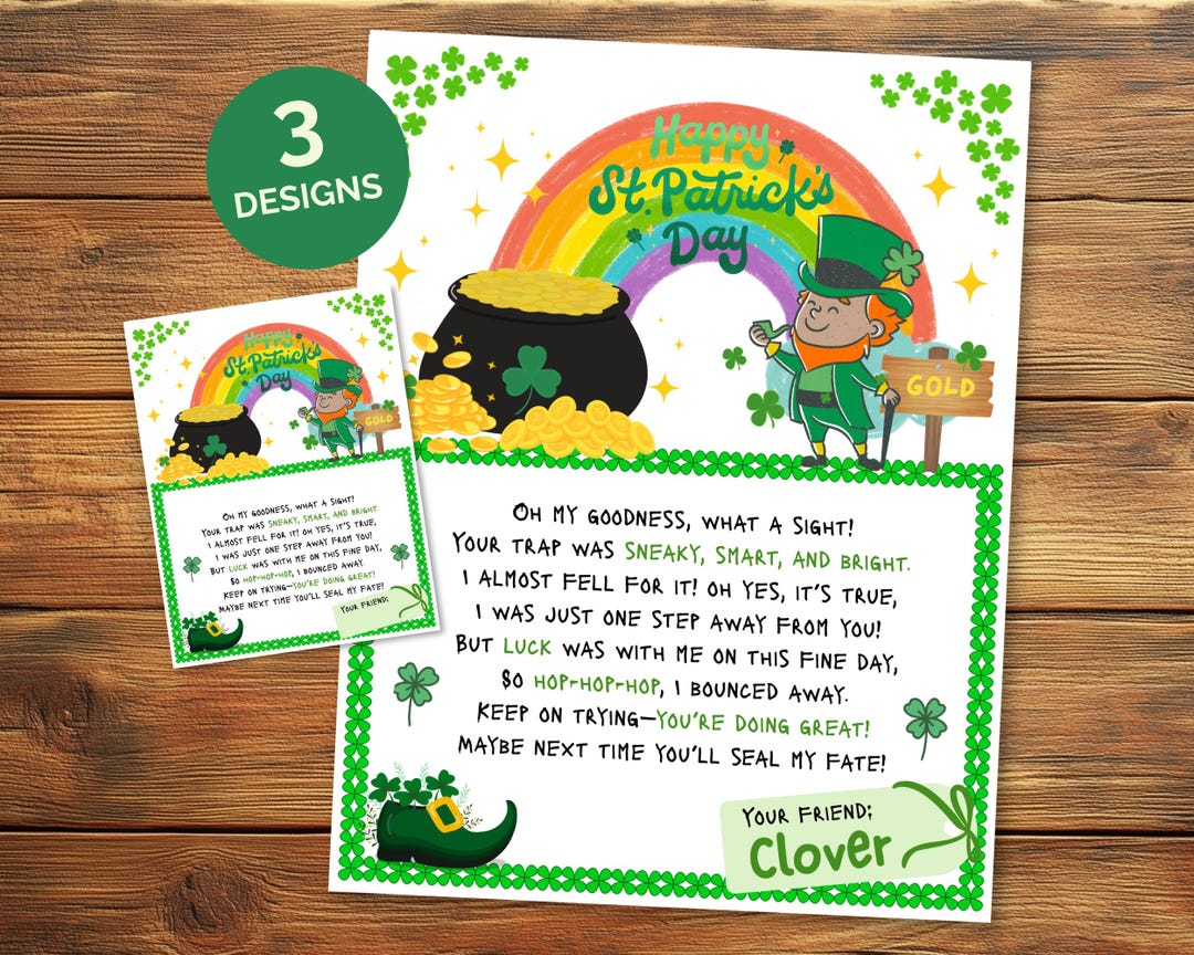 Leprechaun Trap Letter Printable St Patrick's Day Note, Leprechaun ...