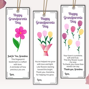Grandparents Fingerprint Bookmark Craft Printable, Fingerprint Gift for ...