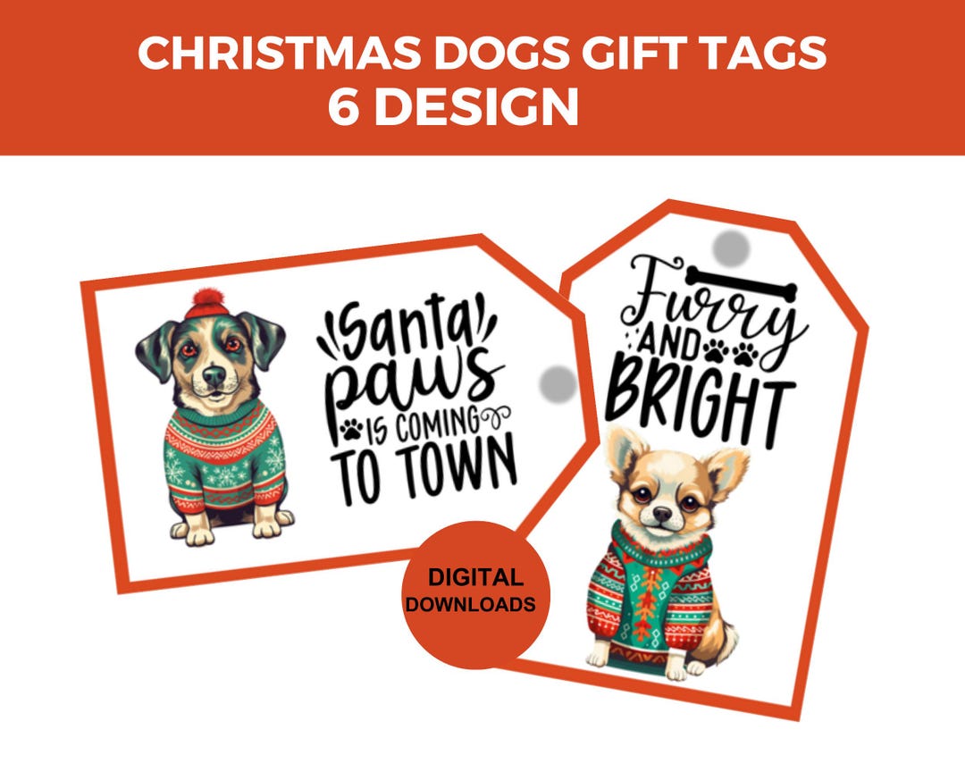 Christmas Dog Gift Tags, Puppy Gift Tags, Santa Paws Printable Tags for ...