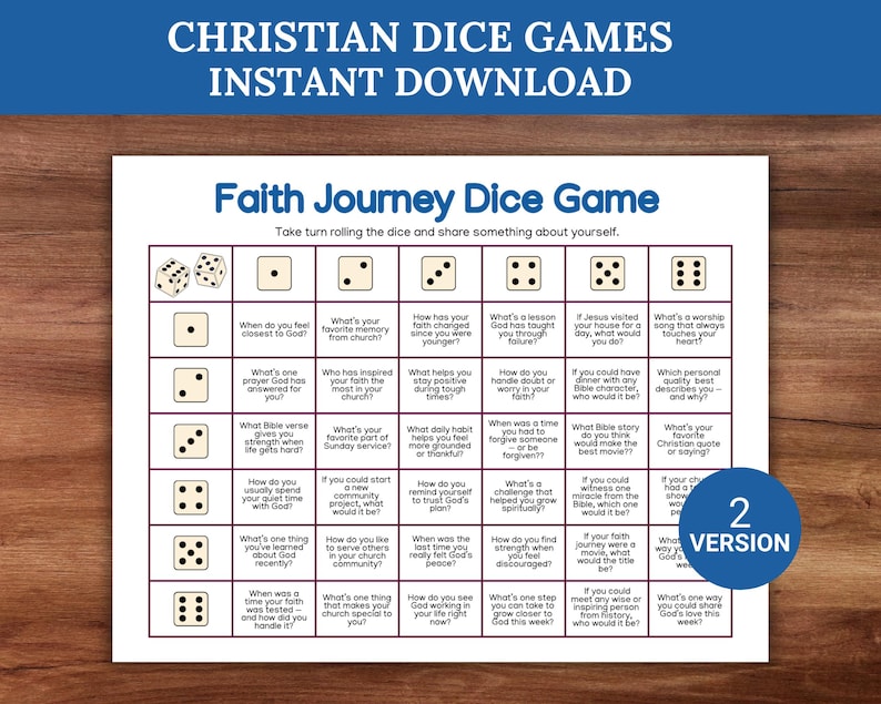 Faith Journey Christian Icebreaker Dice Game, Printable Church Game Get ...
