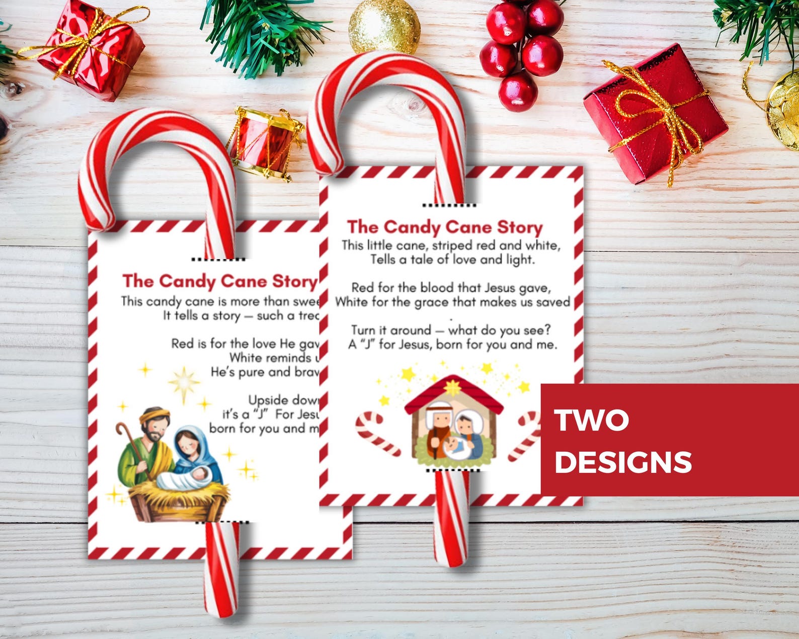 The Candy Cane Story Holder Printable, Christian Nativity Candy Cane ...