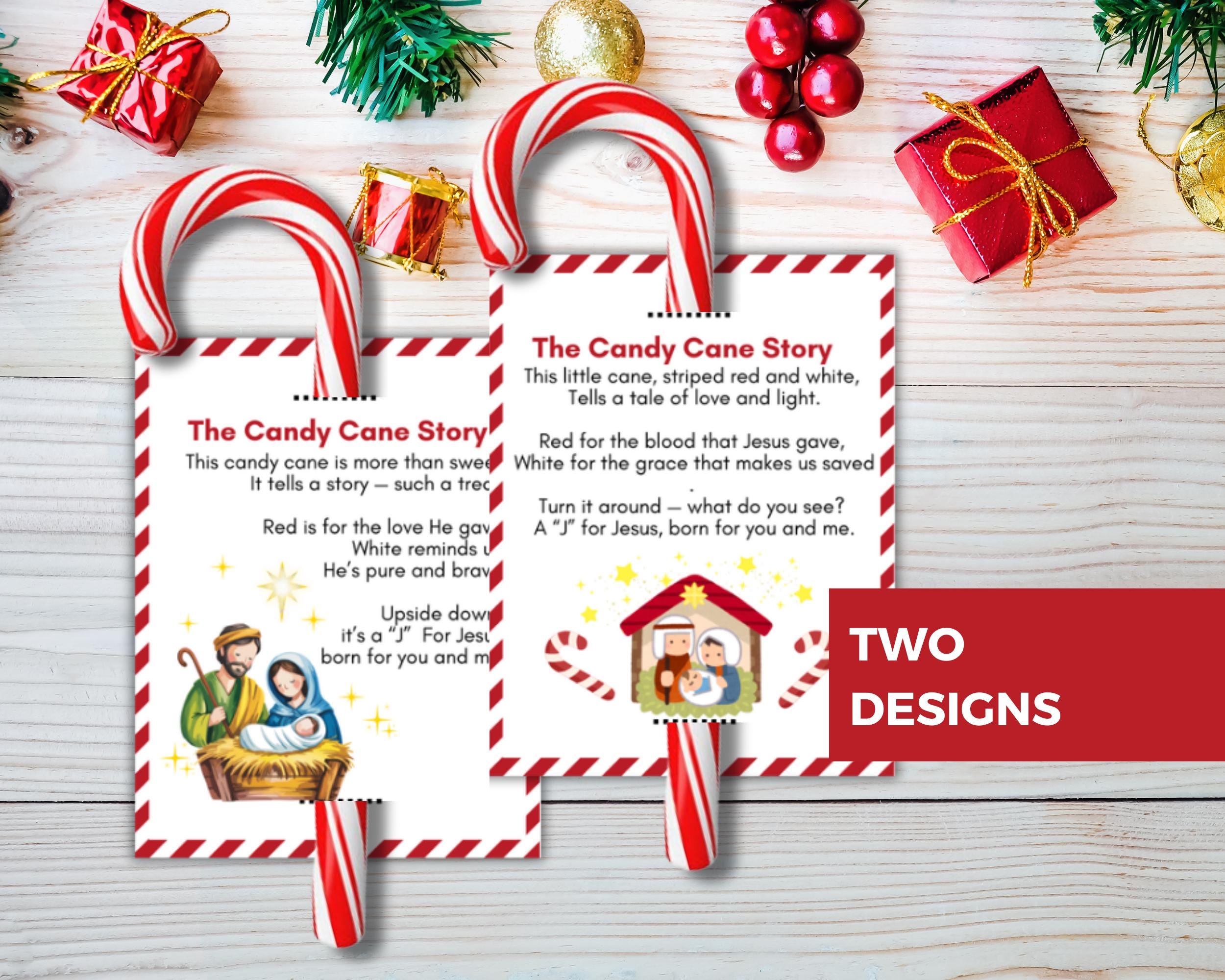 The Candy Cane Story Holder Printable, Christian Nativity Candy Cane ...