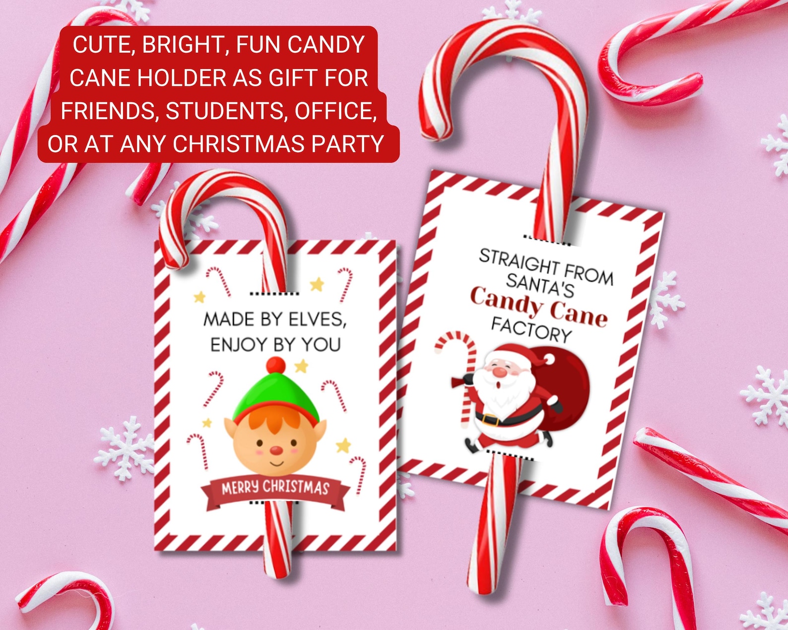Printable Christmas Candy Cane Holder Gift Tags, Candy Cane Gram Tag ...