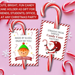 Printable Christmas Candy Cane Holder Gift Tags, Candy Cane Gram Tag ...