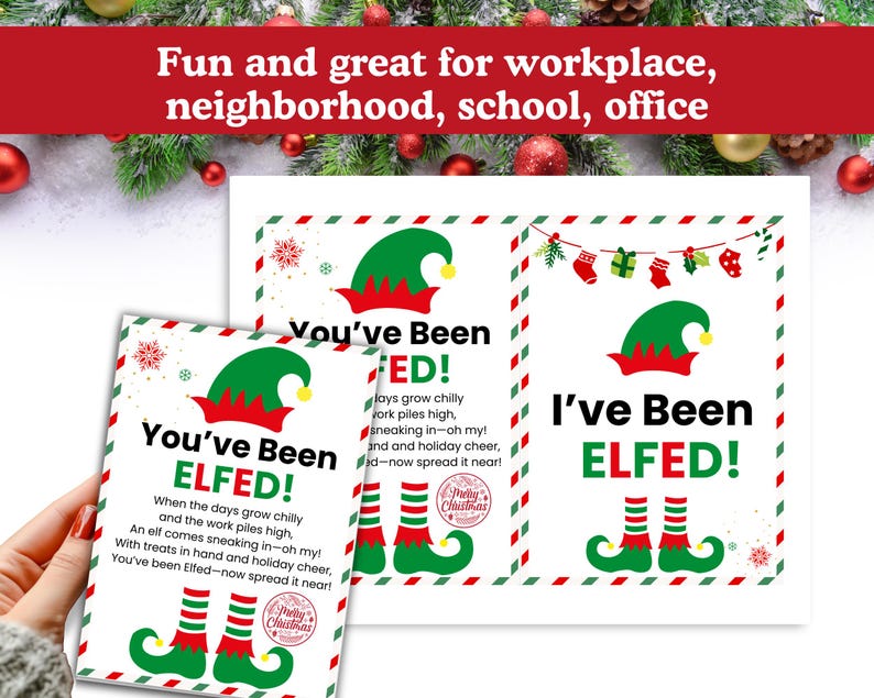 You've Been Elfed Printable, Christmas Holiday Workplace Gift Game ...