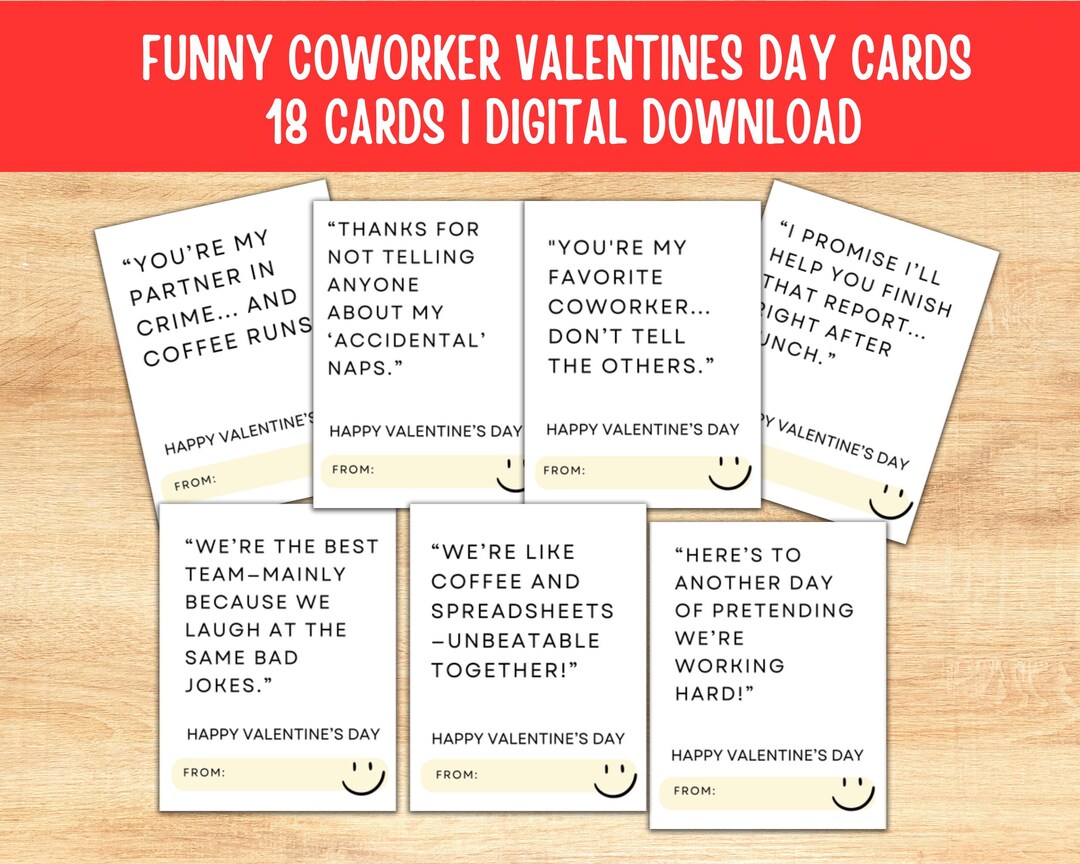 Funny Coworker Valentines Day Cards, Printable Colleague Valentine ...
