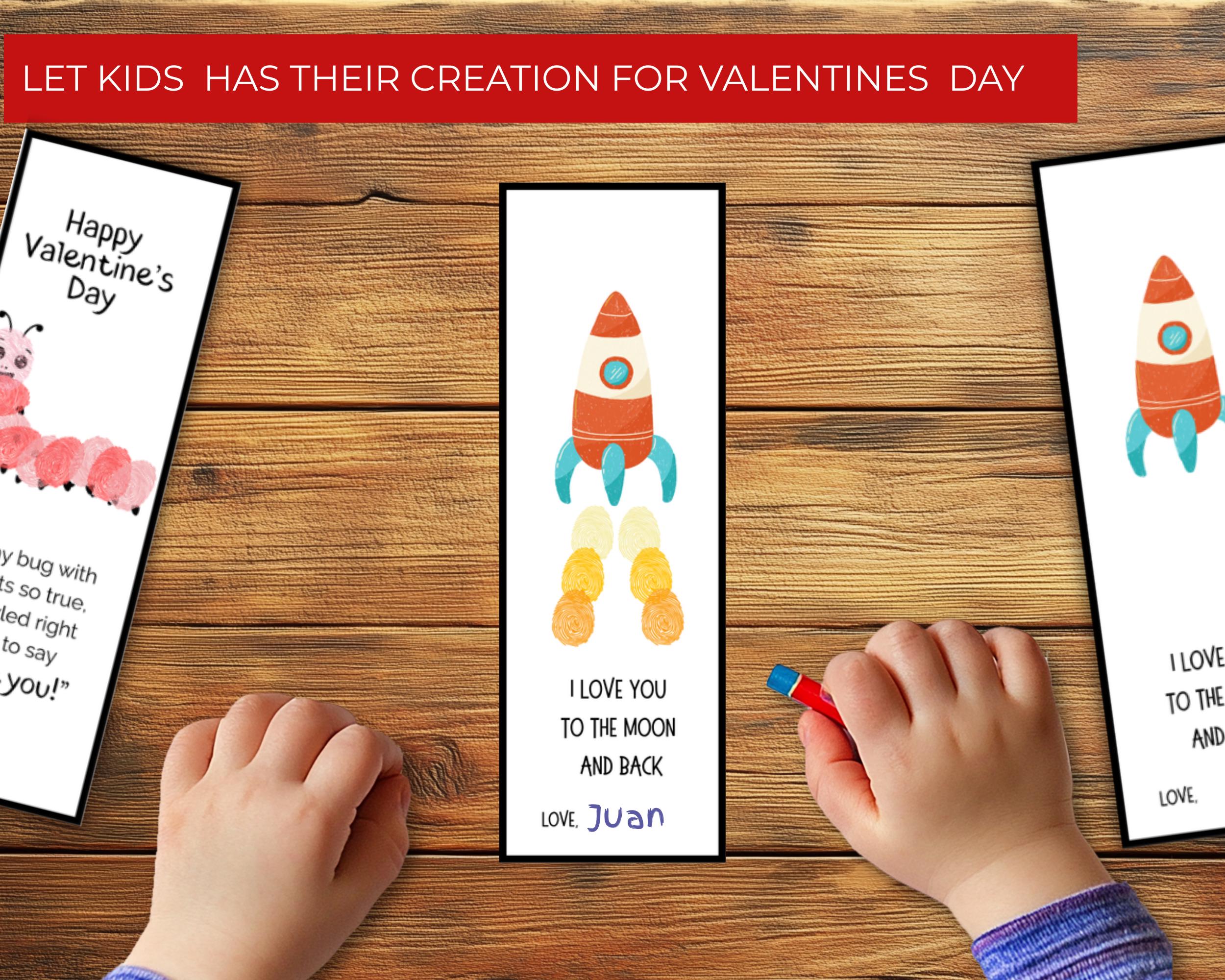 Valentines Day Fingerprint Bookmark Printable, Thumbprints Art Keepsake ...