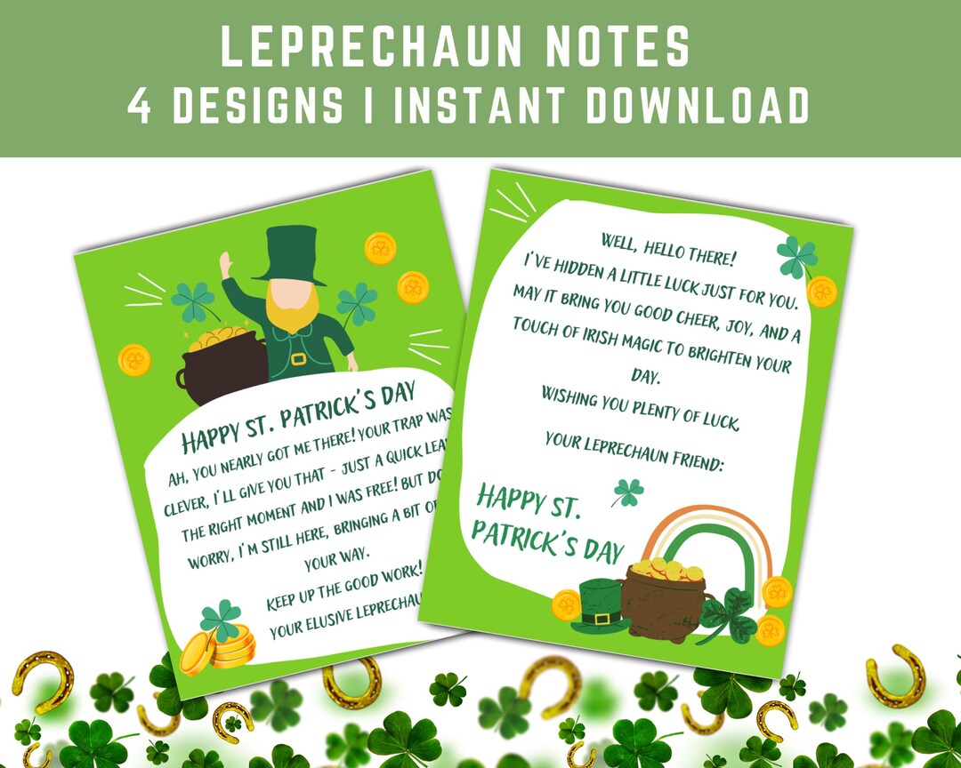Leprechaun Mini Notes Printable, St. Patrick’s Day Letter, Leprechaun ...