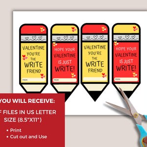 Valentine Pencil Holder, Printable Classroom Valentine Gift, Non Candy ...