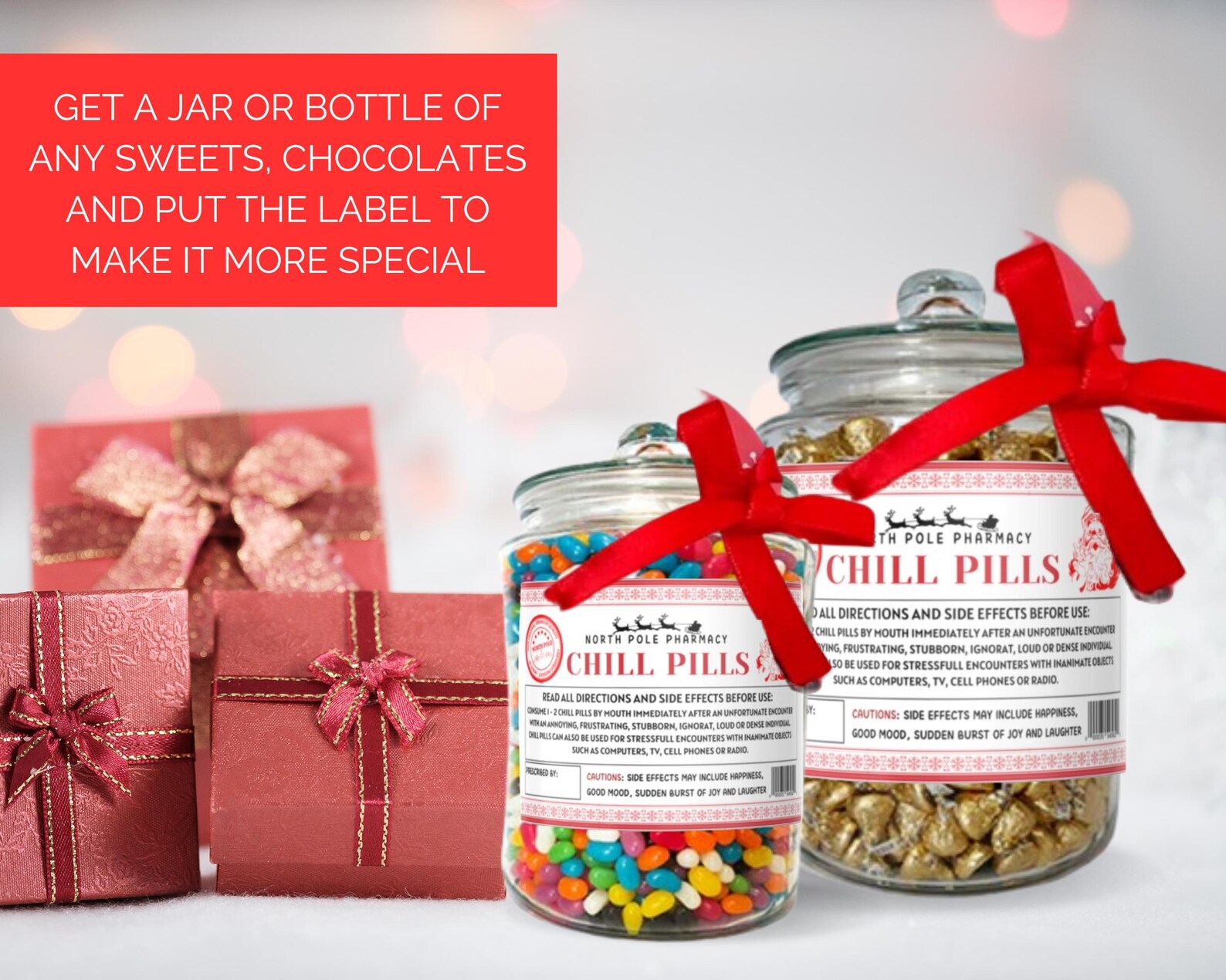 Chill Pill Labels, Christmas Printable Candy Jar Labels, Gag Gift for ...